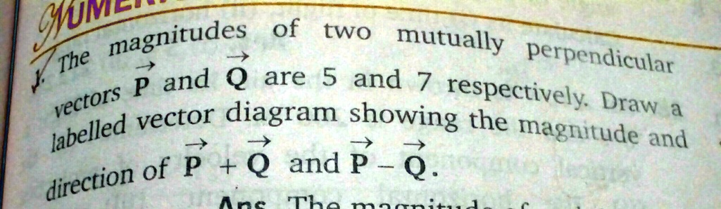 ?. The magnitudes of two mutually perpendicular vectors P and Q are 5 ...