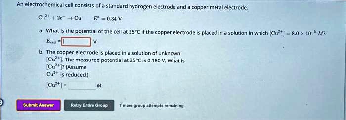 SOLVED: An electrochemical cell consists of a standard hydrogen ...