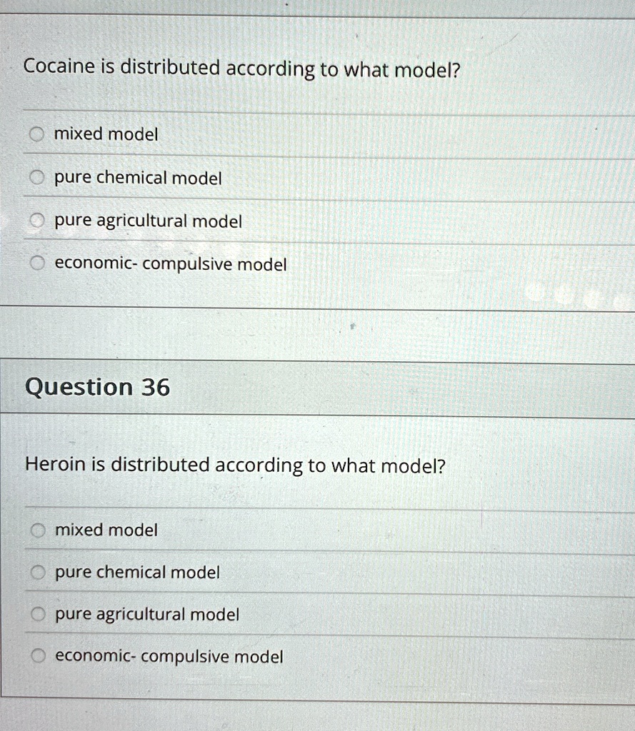 cocaine is distributed according to what model mixed model pure ...