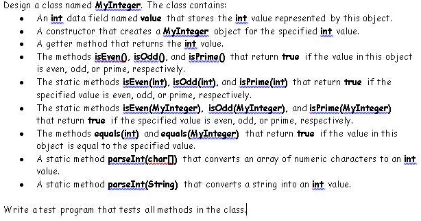Solved Java Desiqn A Class Named Myintegerthe Class Contains An Int Data Field Named Value