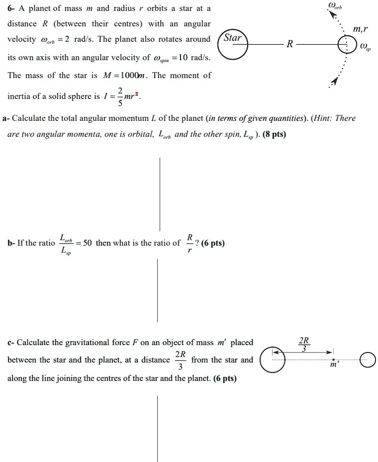 6 a planet of mass m and radius orbits star distance between their ...