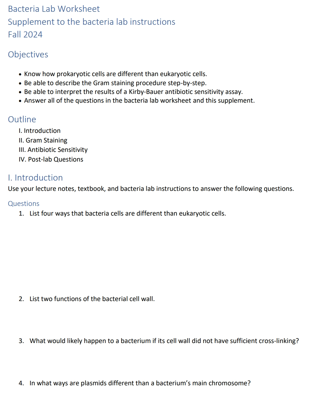 bacteria lab worksheet supplement to the bacteria lab instructions fall ...