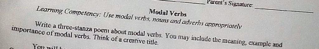 write a three stanza poem about modal verbs parent 5 signature leaming ...