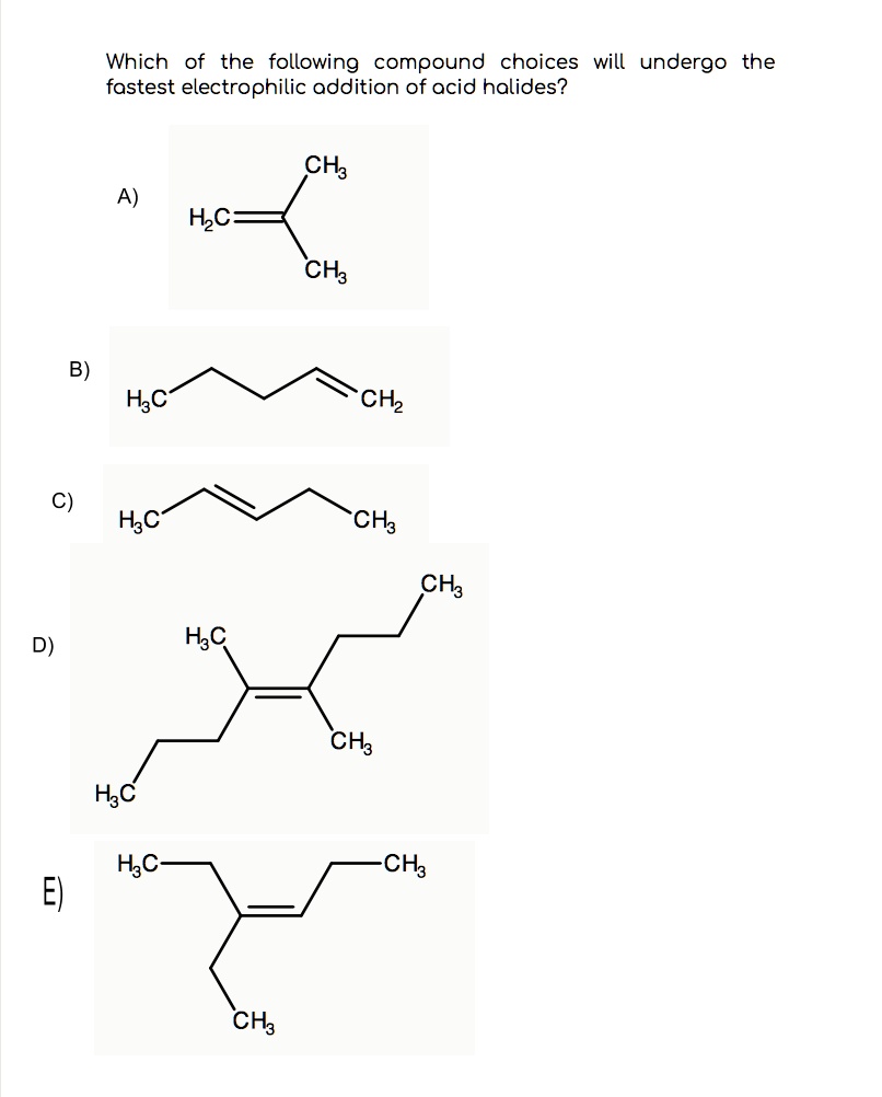 Which of the following compound choices will undergo the fastest ...