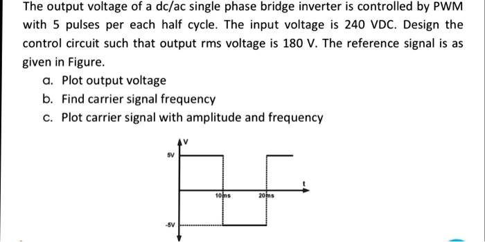 The output voltage of a dc/ac single phase bridge inverter is ...
