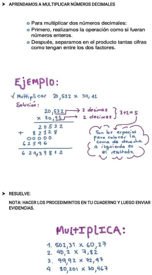 SOLVED: me podrian ayudar por favor APRENDAMOS A MULTIPLICAR NÚMEROS ...