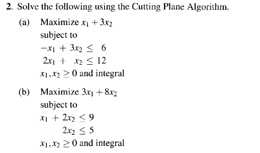Solved 2 Solve The Following Using The Cutting Plane Algorithm A 3818