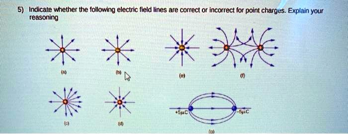 5) Indicate whether the following electric field lines are correct or ...