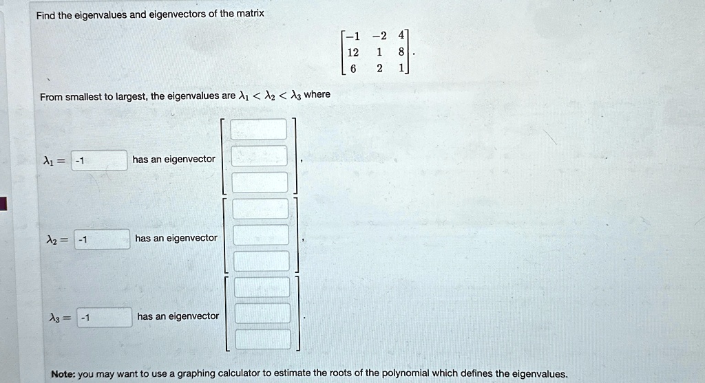 Find The Eigenvalues And Eigenvectors Of The Matrix From Smallest To Largest The Eigenvalues