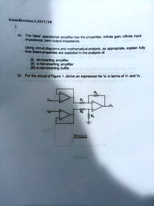 Exam Revision 3,2017/18 1. a) The 'ideal' operational amplifier has the properties: infinite ...