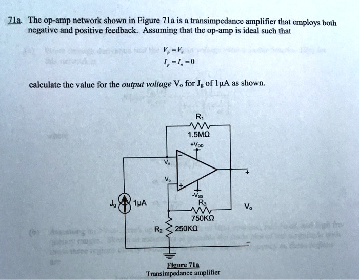 SOLVED: 71a. The op-amp network shown in Figure 71a is a transimpedance amplifier that employs ...