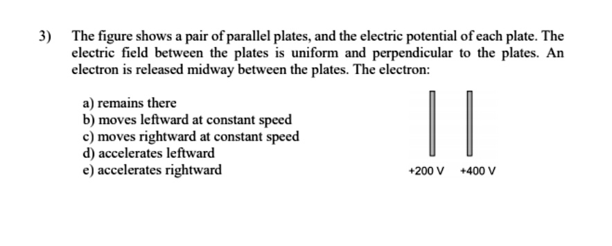 3 the figure shows a pair of parallel plates and the electric potential ...