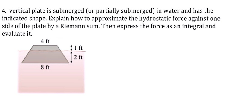 4 Vertical Plate Is Submerged Or Partially Submerged In Water And Has The Indicated Shape
