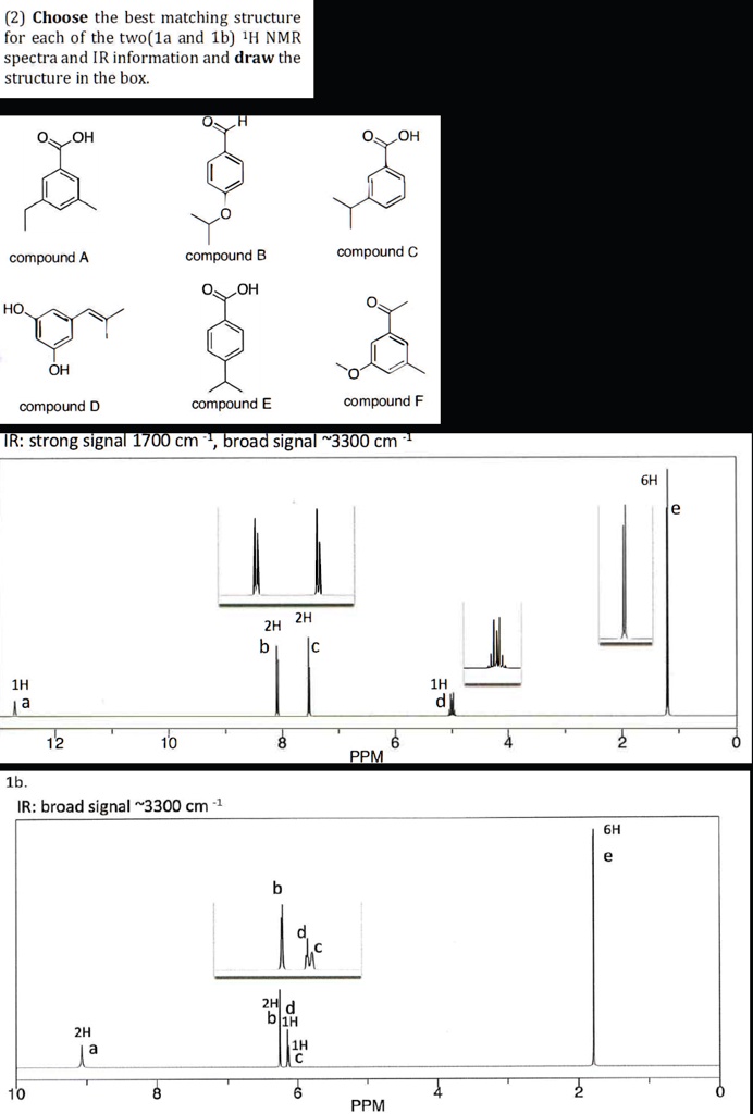 2 choose the best matching structure for each of the two1a and 1b h nmr ...