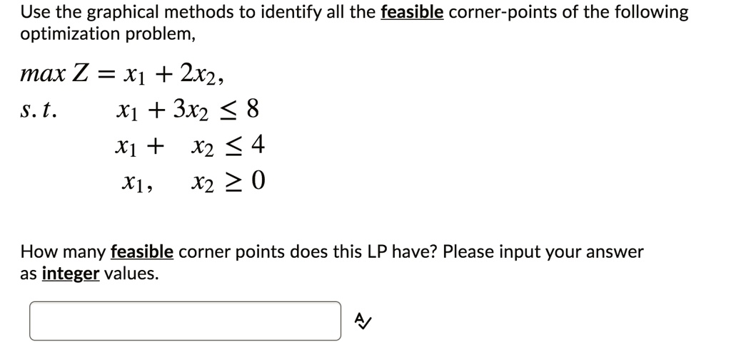 SOLVED: Use graphical methods to identify all the feasible corner ...