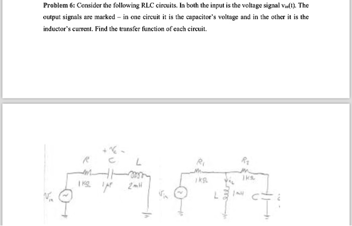 SOLVED: Problem 6: Consider the following RLC circuits. In both, the ...
