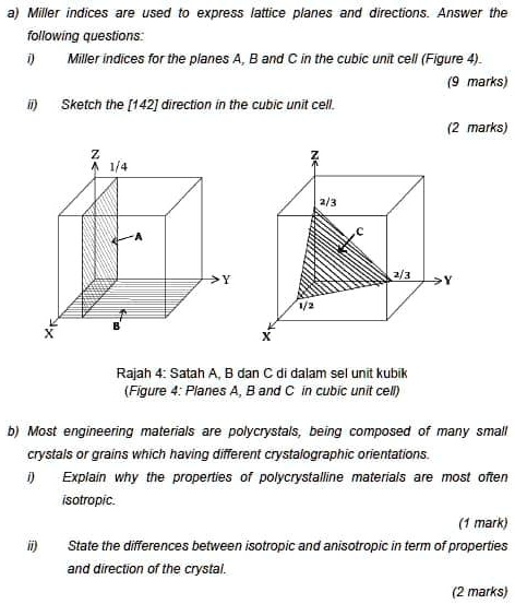 SOLVED: Miller indices are used to express lattice planes and ...