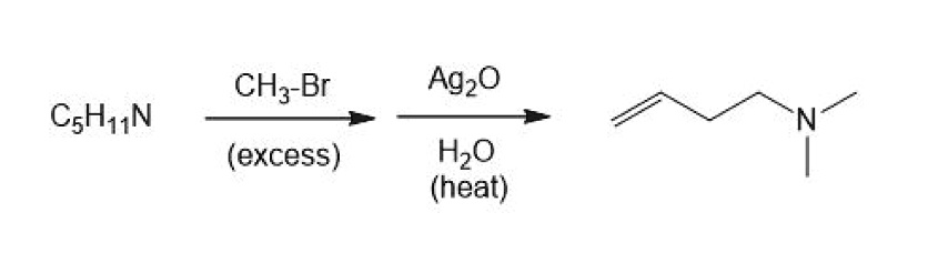 SOLVED: Draw the reactant of the following reaction sequence: CH3-Br Ag2O CsH + N2 (excess) H2O ...
