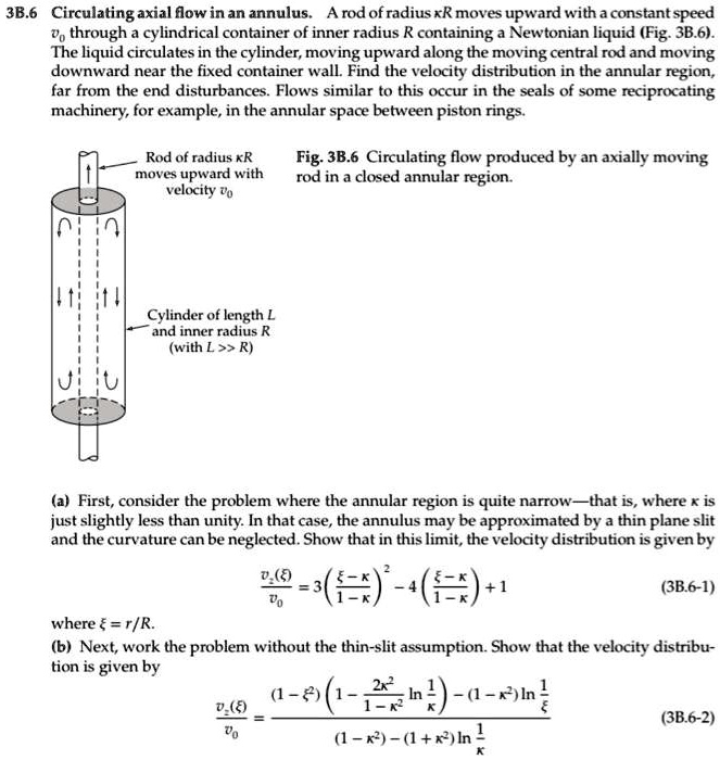 SOLVED: 3B.6 Circulating axial flow in an annulus. A rod of radius xR moves upward with a ...