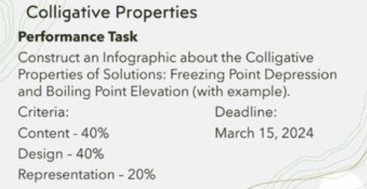 SOLVED: Colligative Properties Performance Task Construct an ...