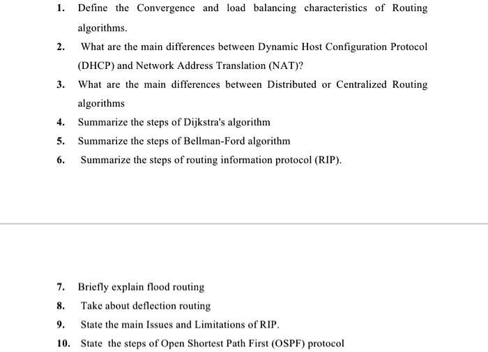 SOLVED: 1. Define the Convergence and load balancing characteristics of ...