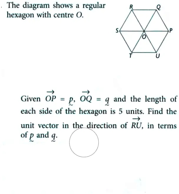 SOLVED: The diagram shows a regular hexagon with center O. Given OP = p ...