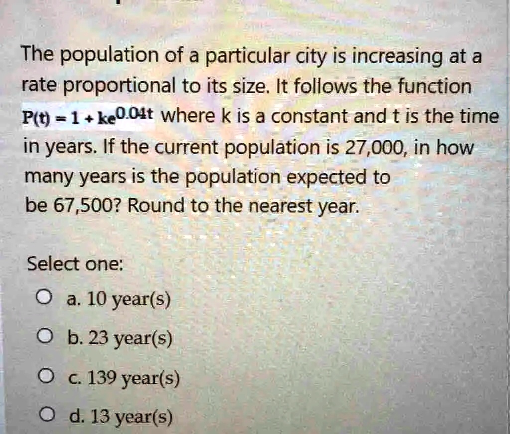 the population of a particular city is increasing at a rate ...