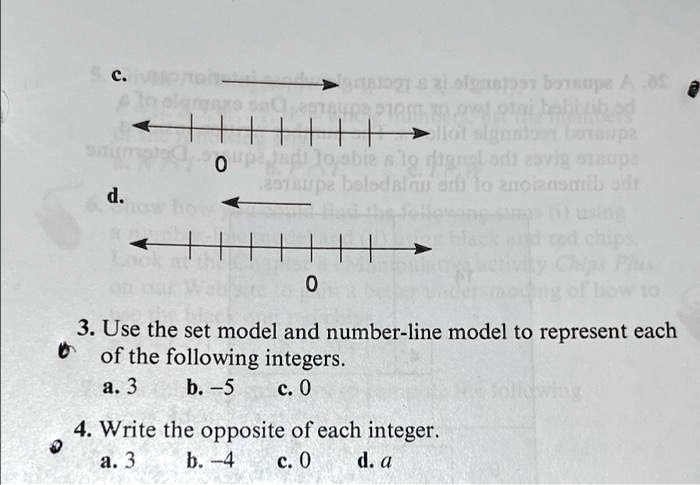 3. Use the set model and number-line model to represent each...