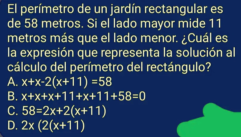 SOLVED: The perimeter of a rectangular garden is 58 meters. If the ...
