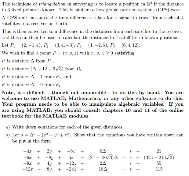 the technique of triangulation in surveying is to locate position in r ...