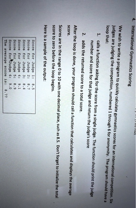 Solved A Python Program Here Is A Sample Of The Output Score Score For Judge 5 Score For