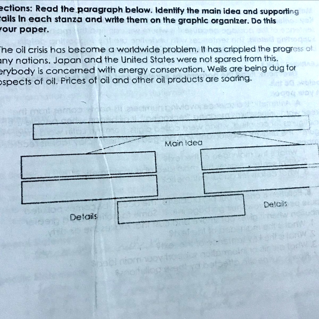 directions read the paragraph below identify the main idea and ...