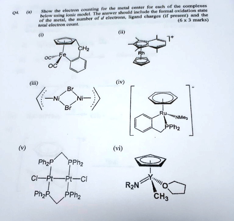 SOLVED: The metal center for each of the complexes, the electron ...