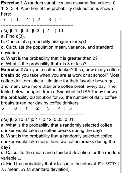 Solved Exercise 1 A Random Variable X Can Assume Five Values 0 1 2 3 4 A Portion Of The 0892