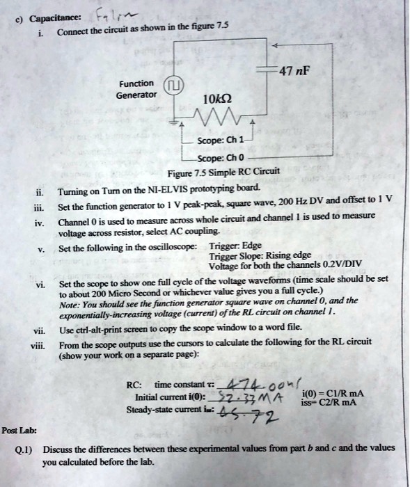 Please be fast. Capacitance: i. Connect the circuit as shown in Figure ...