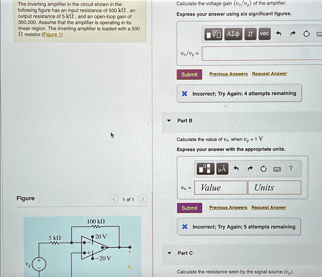 the inverting amplifier in the circuit shown in the following figure has an input resistance of ...