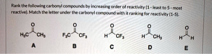 SOLVED: Rank the following carbonyl compounds by increasing order of ...