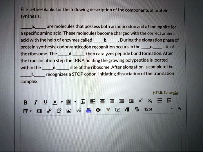 SOLVED: Fill-in-the-blanks for the following description of the ...