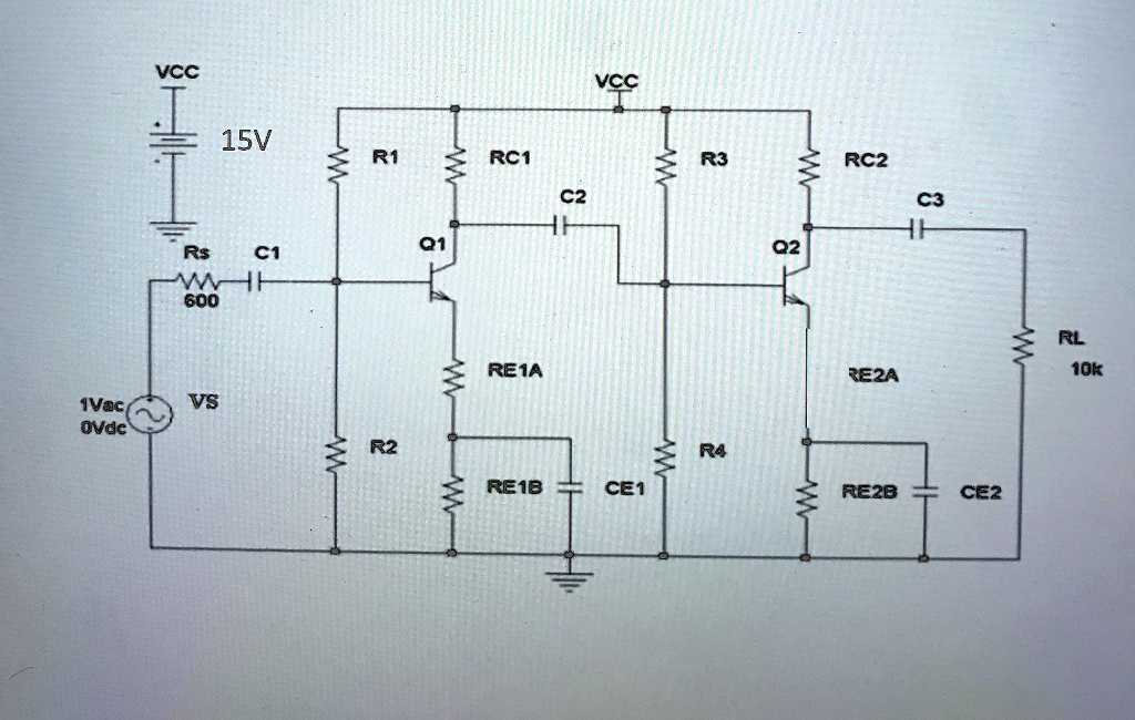 SOLVED: Text: Design a 2-Stage BJT Amplifier with the following ...