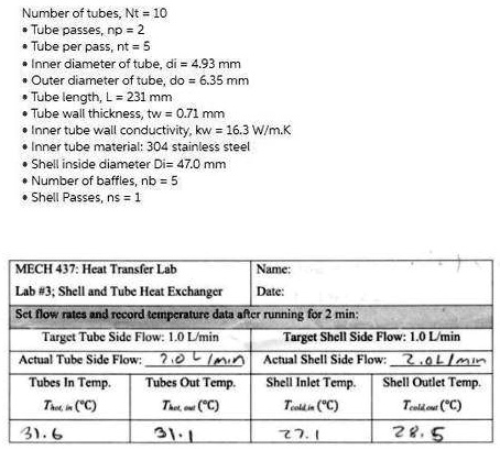 SOLVED: Shell and Tube Heat Exchanger Please show steps to calculate Log Mean Temperature ...