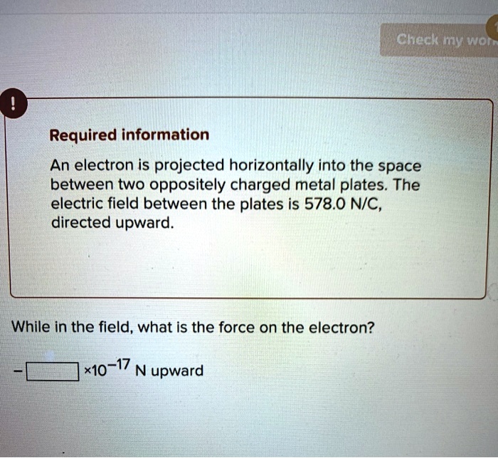 check iyt woi required information an electron is projected horizontally into the space between ...