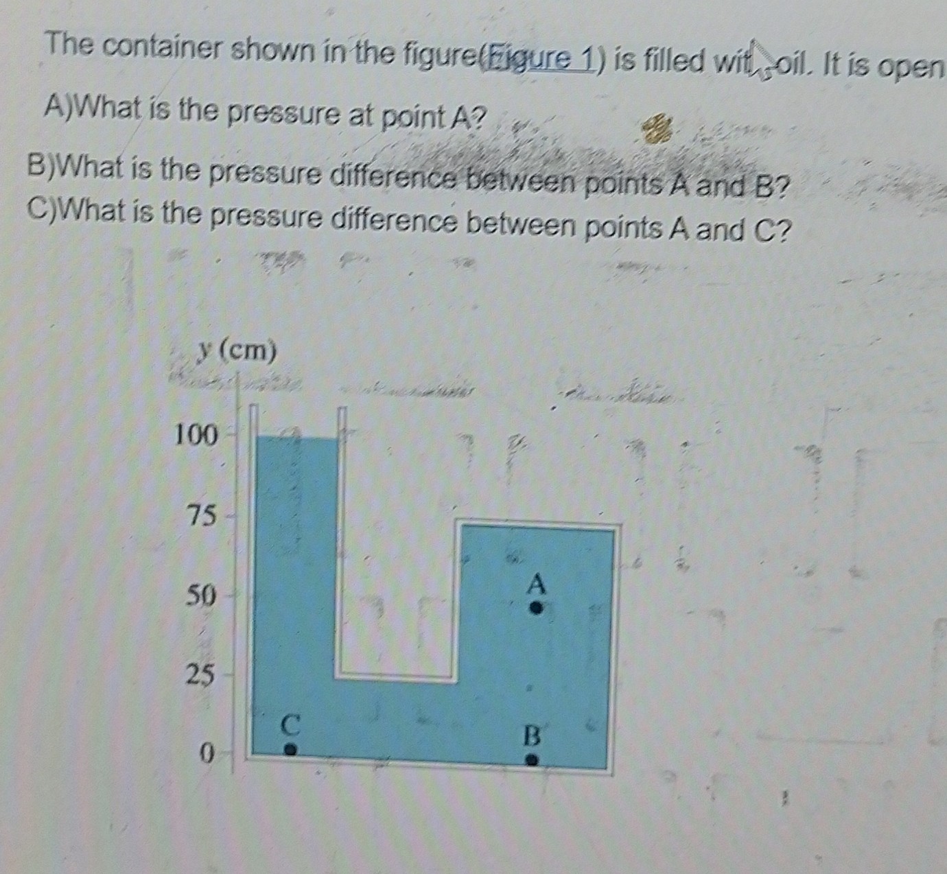 the container shown in the figureejgure 1 is filled withoil it is open awhat is the pressure at ...