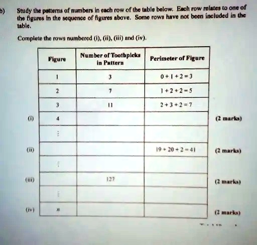 study the pottemg of pumbera in each row of the table below exch row ...