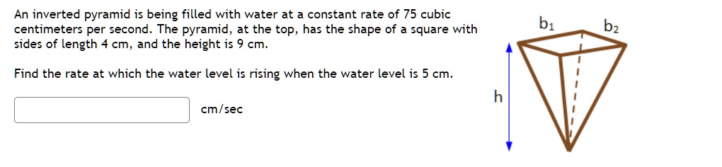 SOLVED:An inverted pyramid is being filled with water at a constant ...