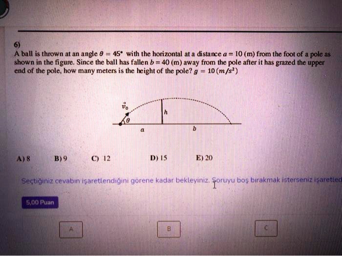a ball is thrown at an angle 8 with the horizontal at a dislane a 10 m ...