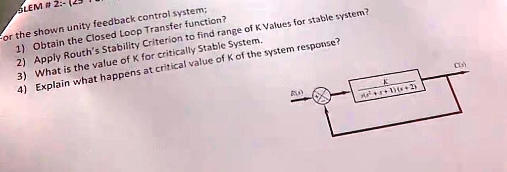 [GET ANSWER] for the shown unity feedback control system 1 obtain the ...