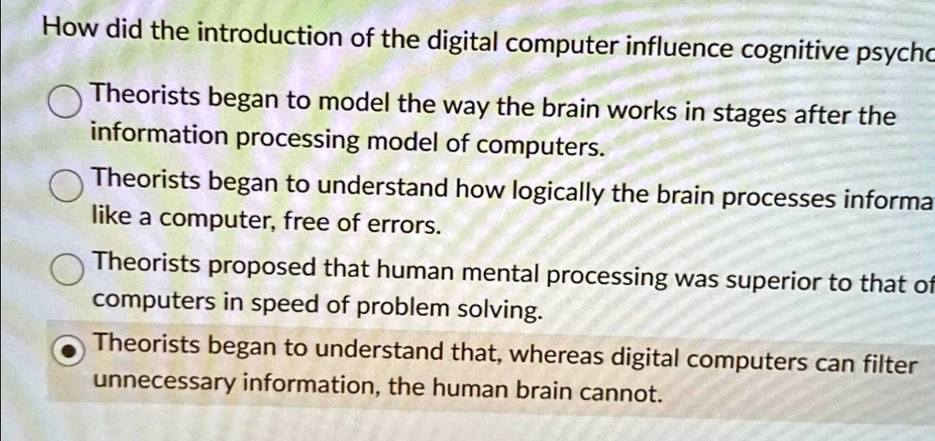 How did the introduction of the digital computer influence cognitive ...