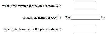 SOLVED: What is tke formula fcr tne dichromate ion? Whbat the name fOf ...