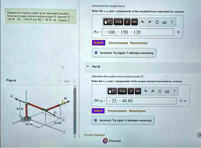 SOLVED: Determine the resultant force. Enter the x and y components of ...
