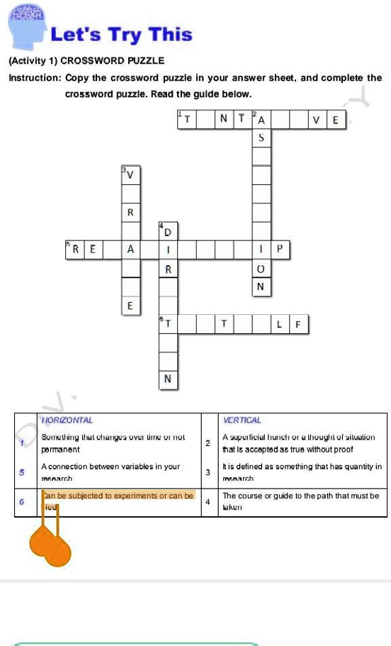 copy the crossword puzzle in your answer sheet and complete the ...